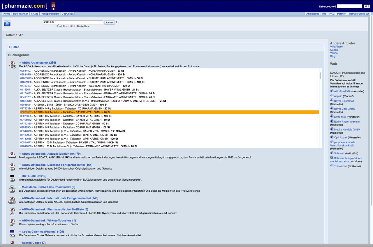 Austria Codex - Arzneimittelinformationen für Österreich (online)